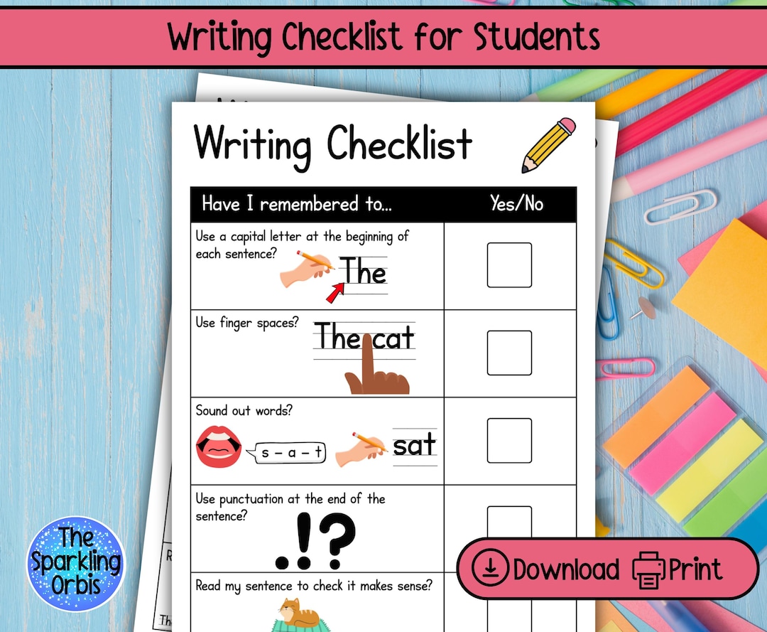 Printable Writing Checklist | Kindergarten | Year 1 | Writing Checklist ...