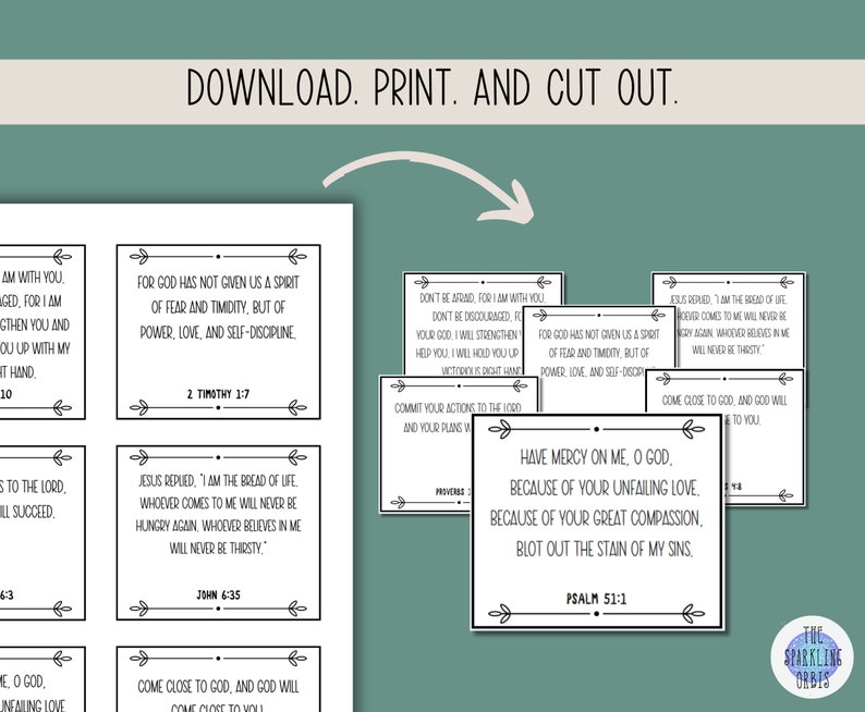 Set of 60 Printable Bible Verse Cards | for Inspiration and ...