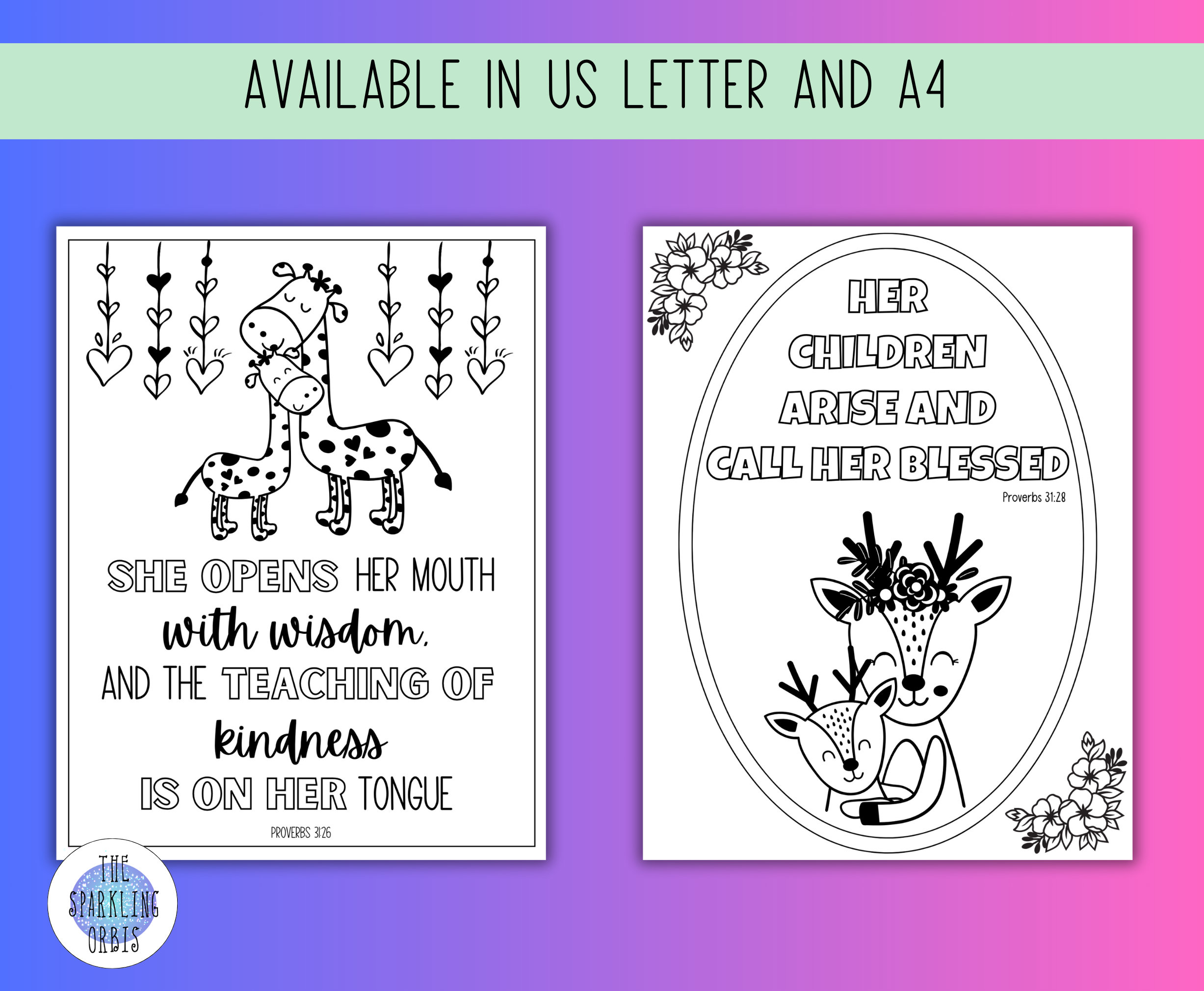Set of 4 Printable Bible Verse Coloring Pages | Christian Mother's Day ...