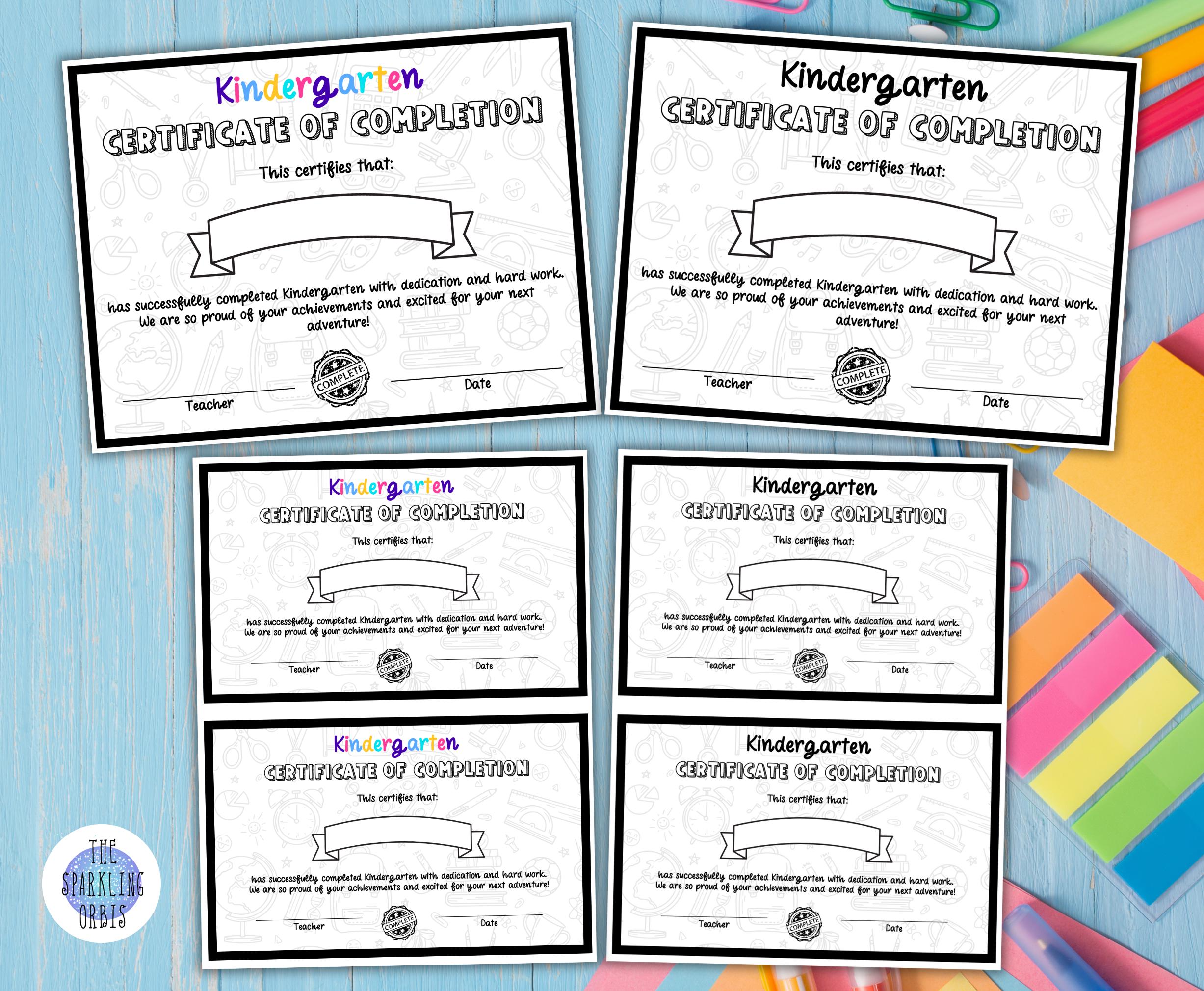 Printable Kindergarten Certificate of Completion | Kindergarten ...