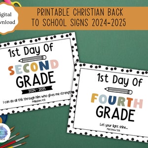 Printable Christian First Day of School Sign | Bible Verses | Back to ...