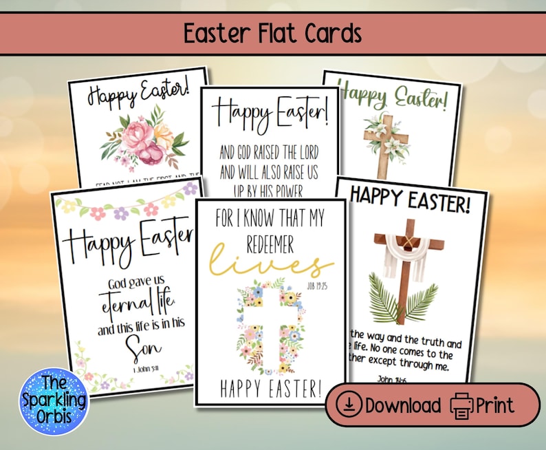 Printable Christian Easter Cards | Bible Verse | Flat Cards | Religious ...
