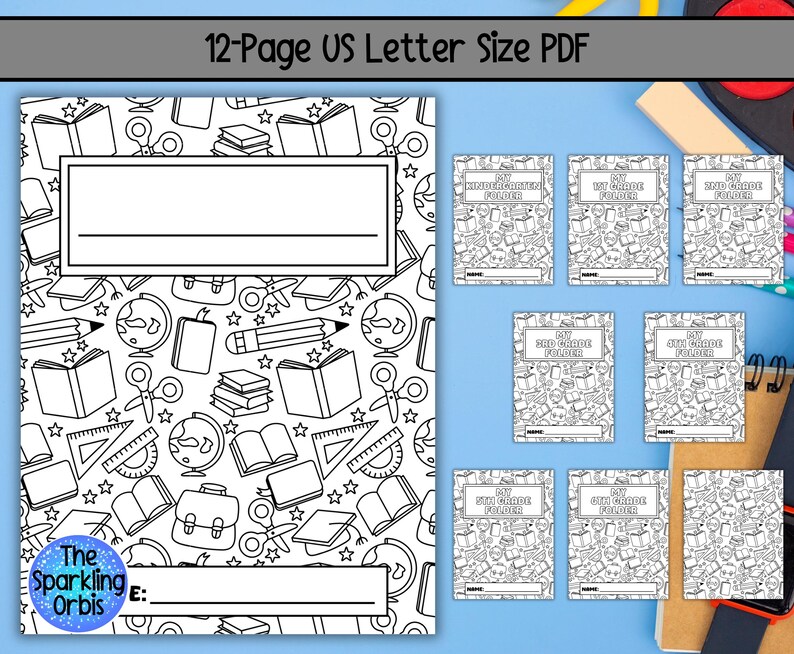 Printable Color-in Binder Cover Page and Spine | Kindergarten - 6th ...