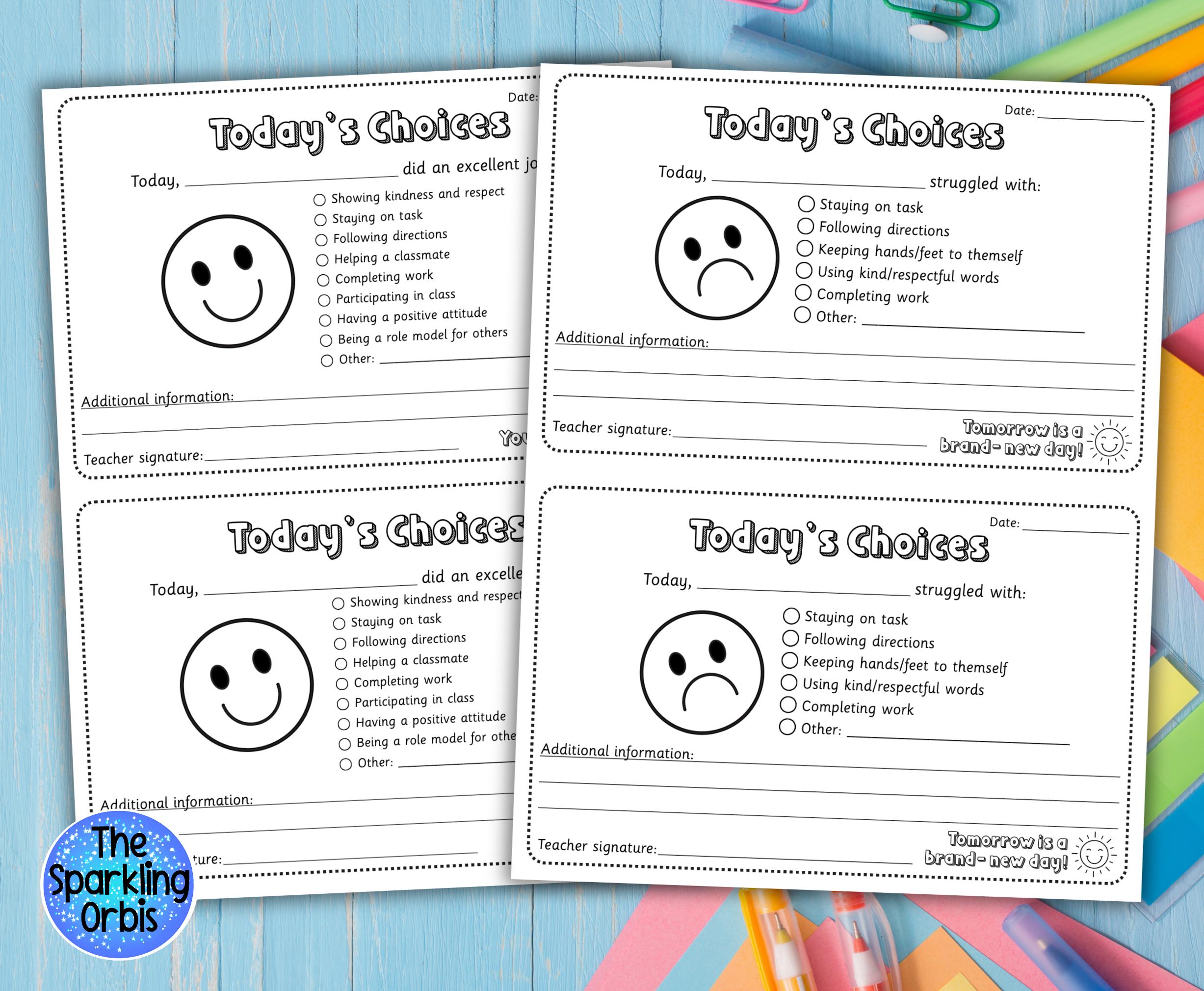Printable Behavior Note for Parents: Home-school Communication (US ...