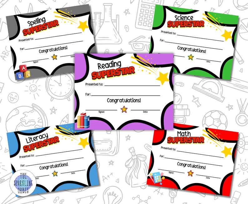Printable Subject Achievement Certificates | Superstar Certificates ...