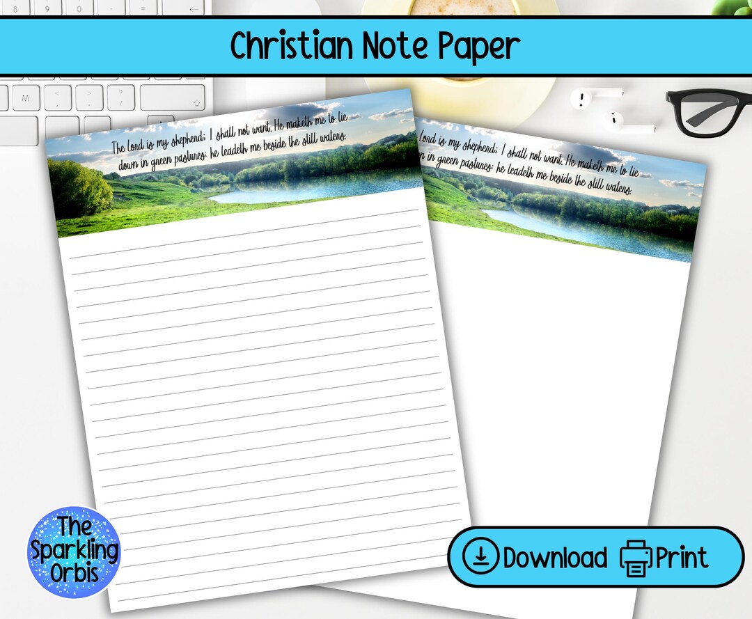 Psalm 23 Christian Note Paper | Lined and Blank (digital Download) - Etsy