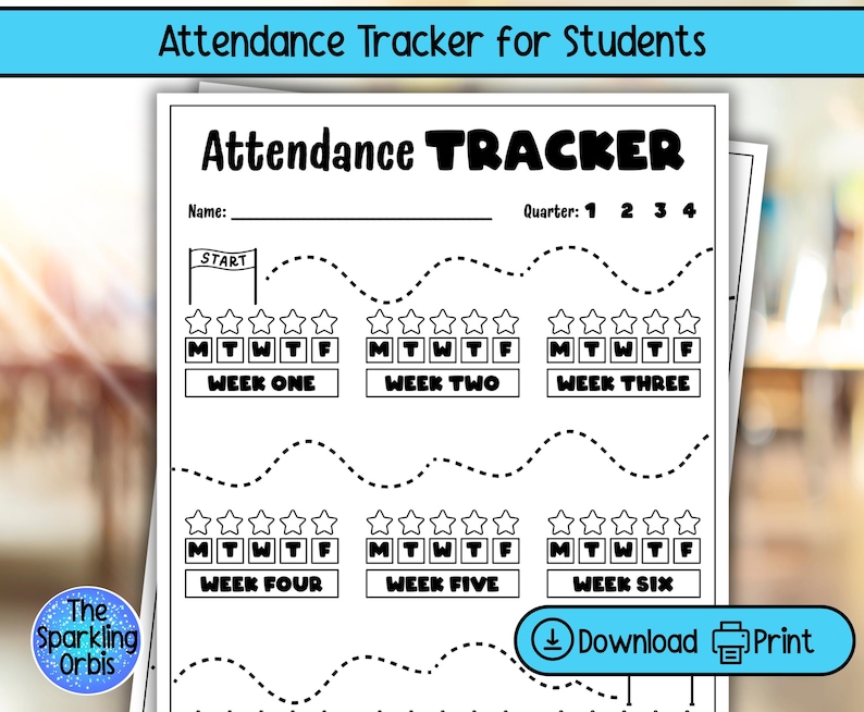 Printable Student Attendance Tracker: Nine Weeks, Self-tracking (PDF ...