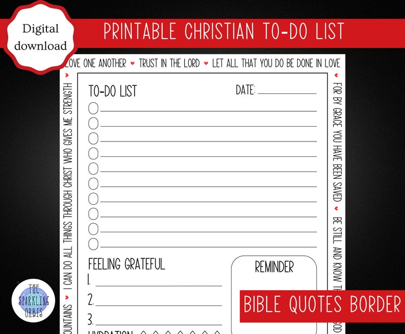 Printable Christian To-do List Bible Quotes US Letter and A4 Planner - Etsy