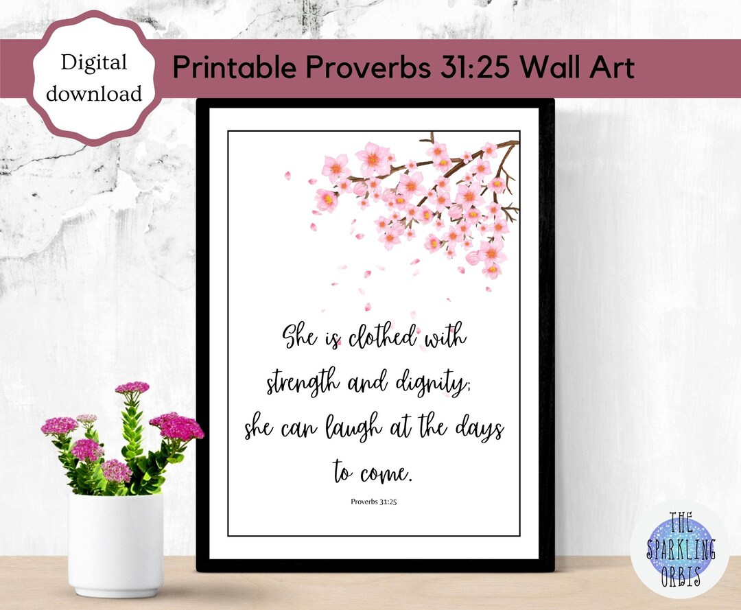 Printable Christian Wall Art | Proverbs 31:25 | Poster | Home Decor ...