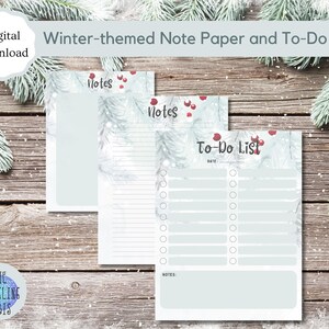 Printable Winter-themed Note Paper and To-do List Set Stationary Set To ...