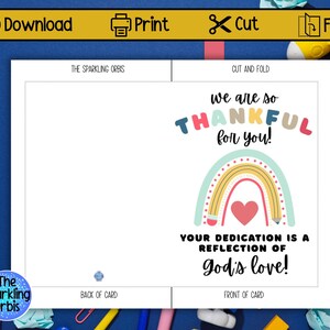 Christian Teacher Appreciation Cards: Printable Thank You Folding Cards ...