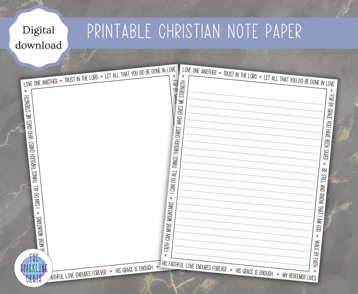 Printable Christian-themed Note Paper | Bible Verse | 8.5x11in | A4 ...