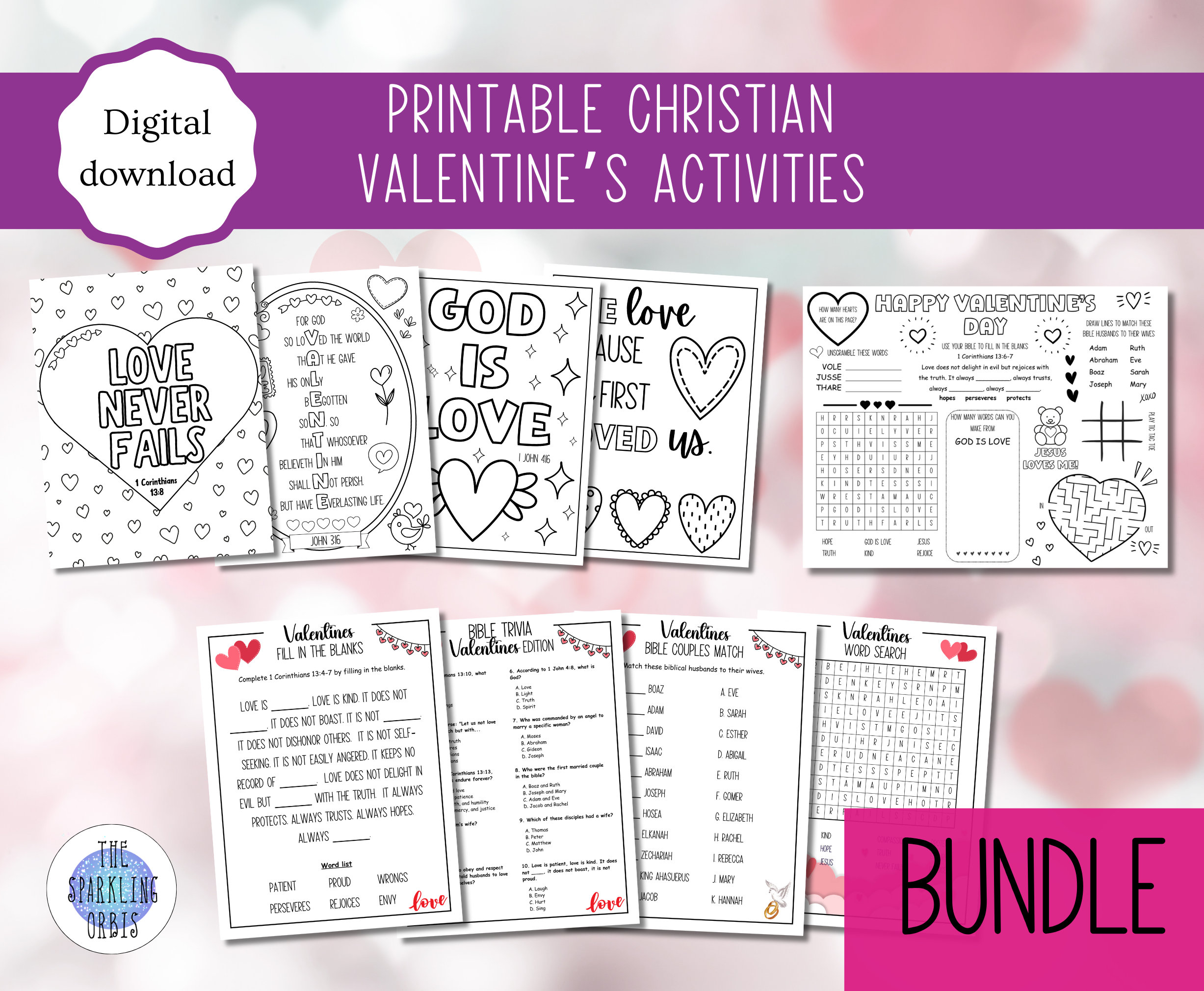Printable Christian Valentine's Day Activity Bundle | Valentine's ...