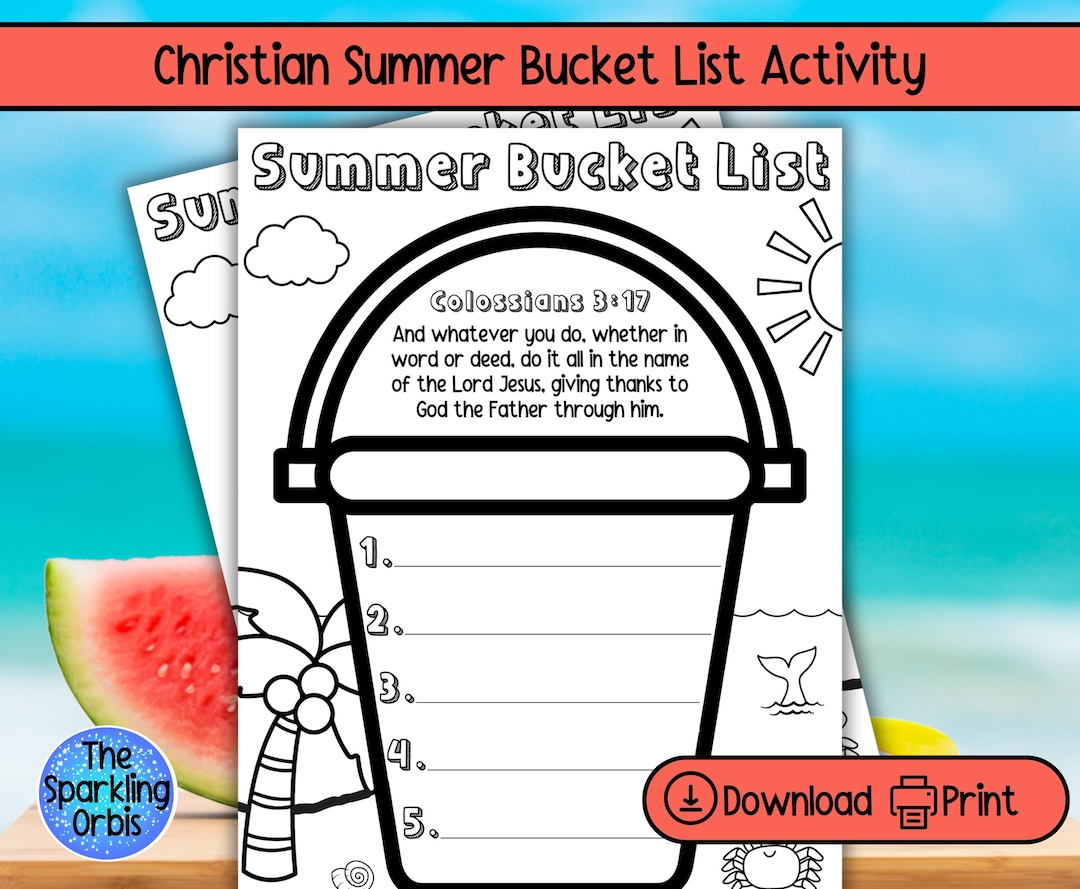 Christian Summer Bucket List Printable Activity (PDF) - Etsy