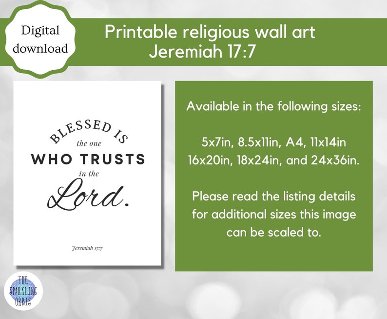 Printable Bible Verse Wall Art | Jeremiah 17:7 | KJV | Religious Wall ...
