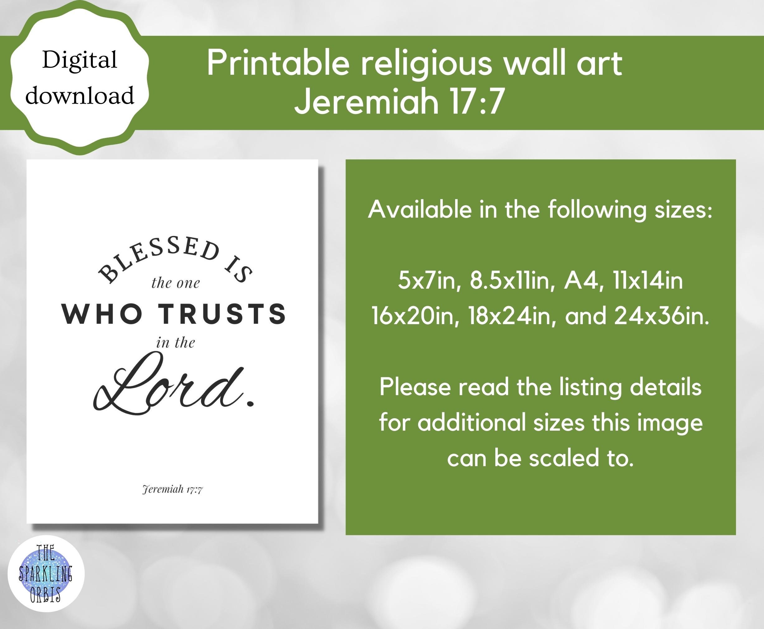 Printable Bible Verse Wall Art | Jeremiah 17:7 | KJV | Religious Wall ...