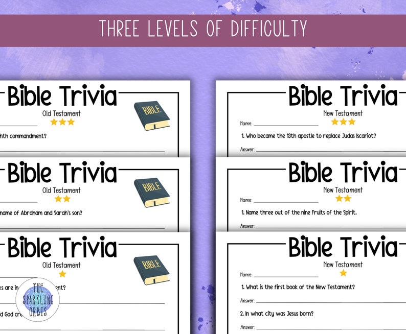 Printable Bible Trivia Pages | Old Testament | New Testament | Bible ...