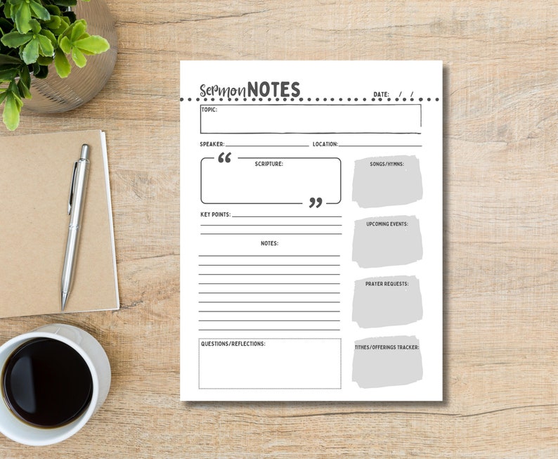 Printable Sermon Notes PDF | Church Notes | Instant Download | US ...