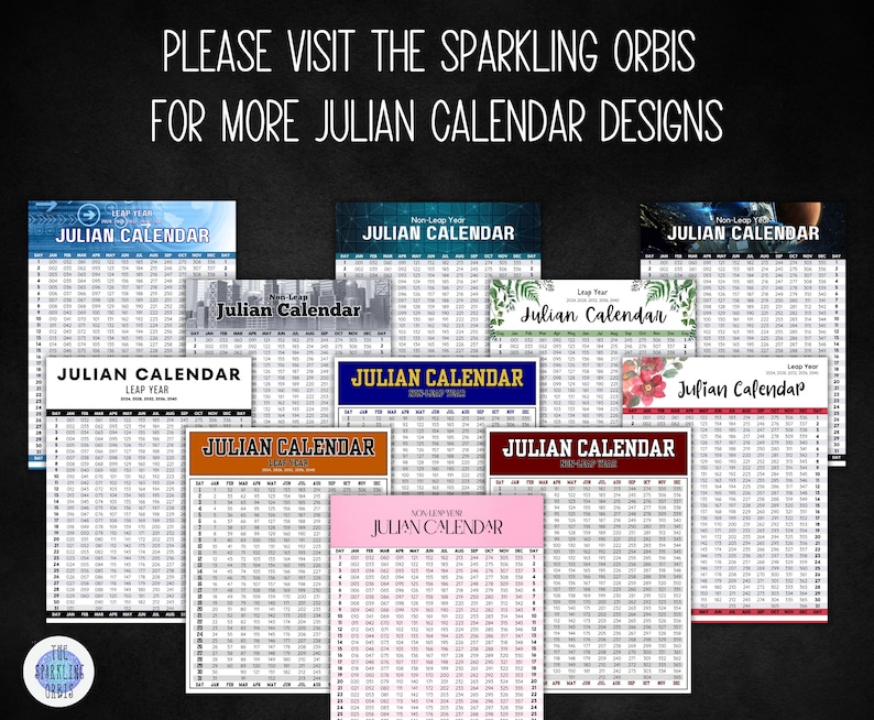 Printable Julian Calendar: Leap Year & Non-leap Year (digital Download ...