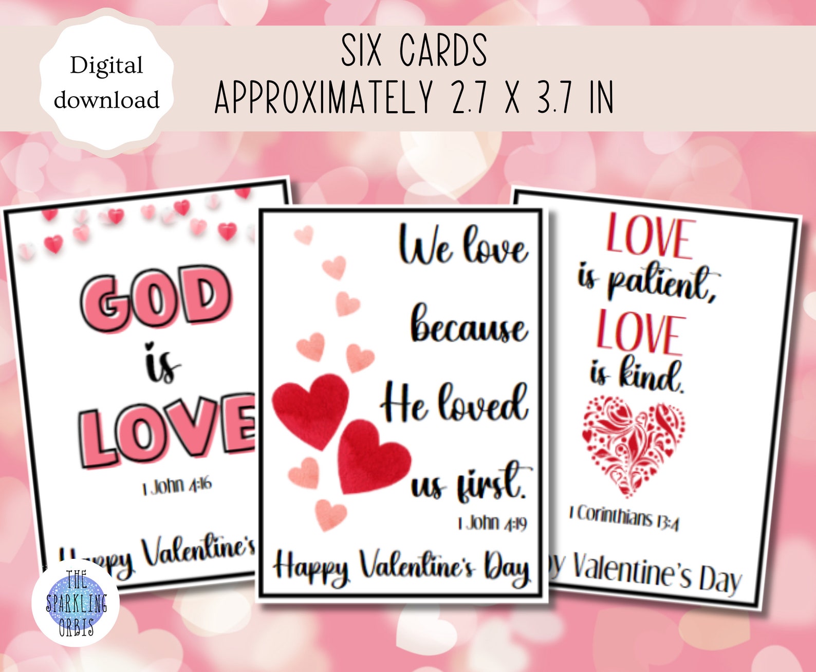 Printable Christian Valentines Cards | Bible Verse | Scripture | Set of ...