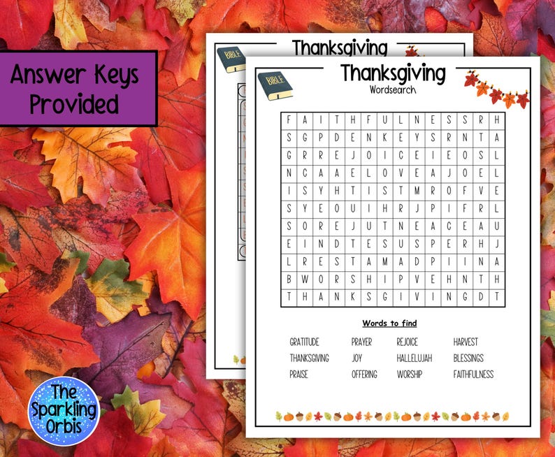 Printable Christian Thanksgiving Activity Pack: Bible Trivia (PDF) - Etsy