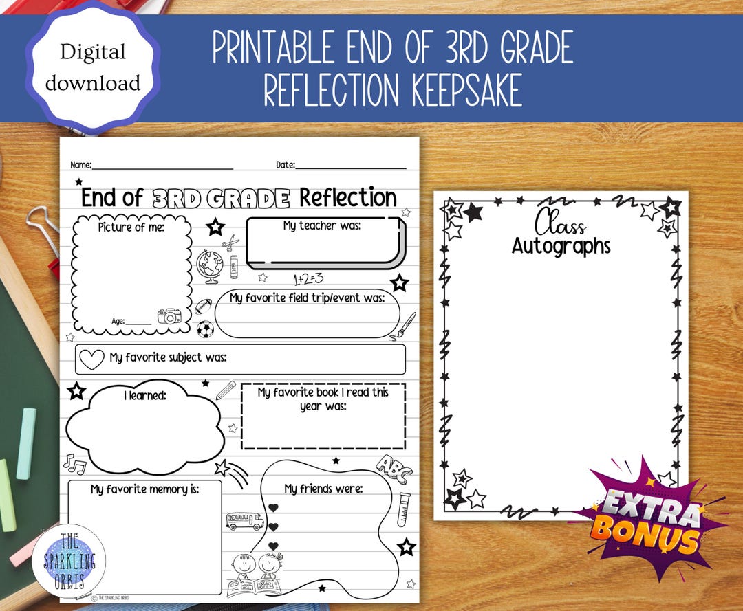 Printable End of 3rd Grade Reflection PDF | Student Reflection Sheet ...
