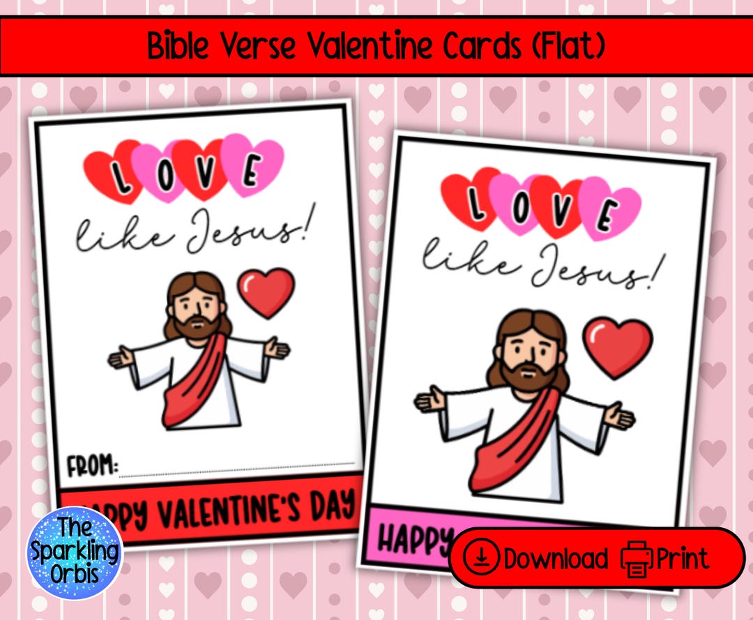 Printable Christian Valentine Gift Tag Cards | Love Like Jesus | Set of ...