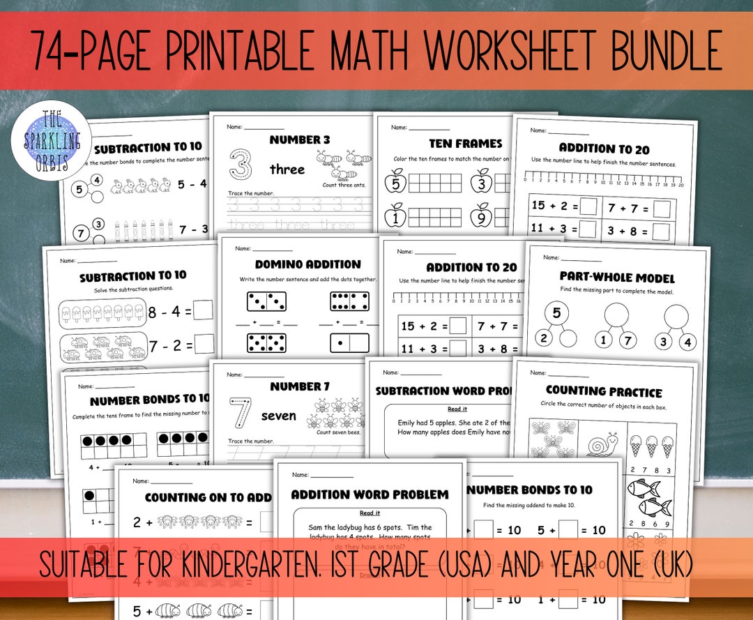 Printable Math Worksheets | Kindergarten, 1st Grade (USA) and Year 1 ...