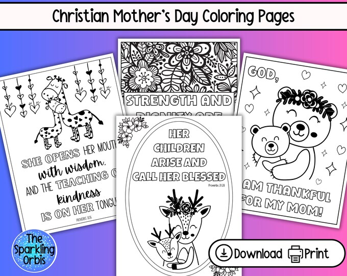 Mother's Day Coloring Pages With Bible Verses, Children's Church ...