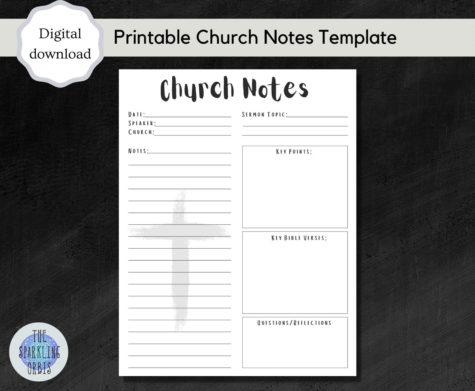 Printable Church Notes Template | Sermon Notes | Church Notes | PDF ...
