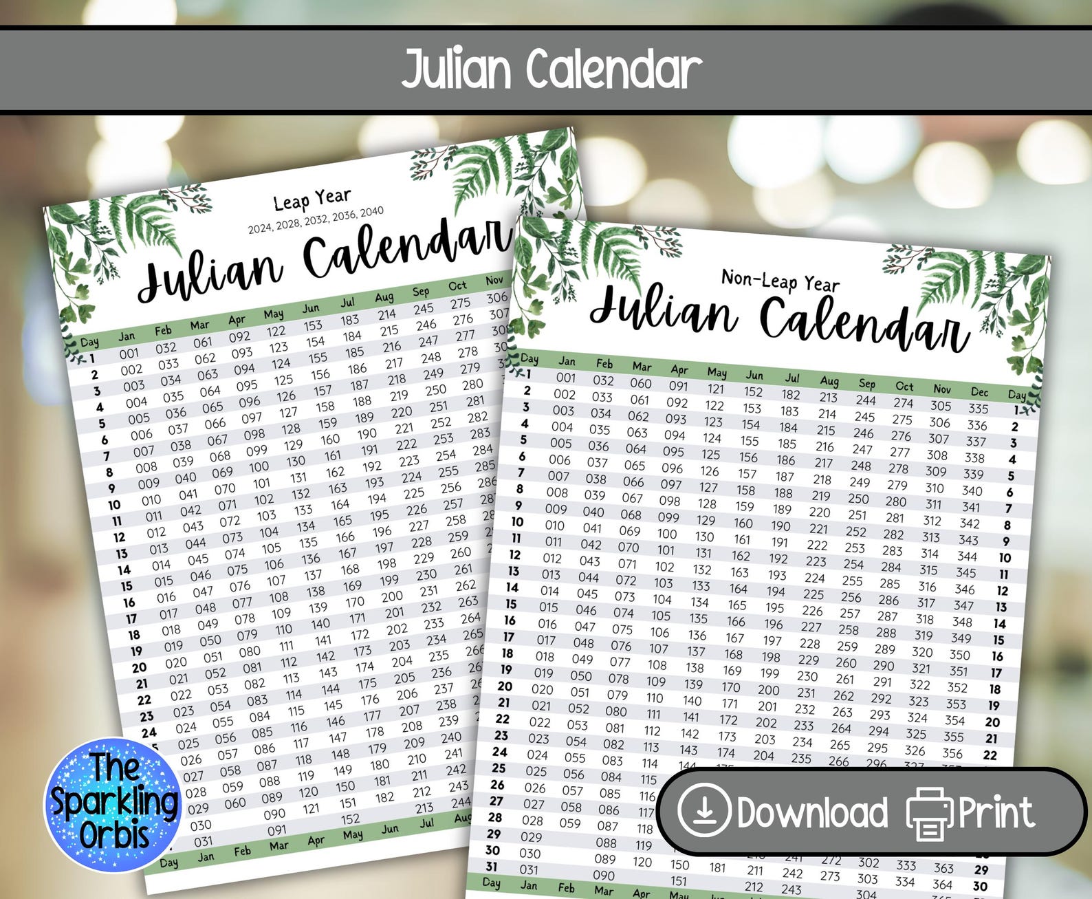 Julian Calendar | Military and Government | Leaf Design | Digital ...