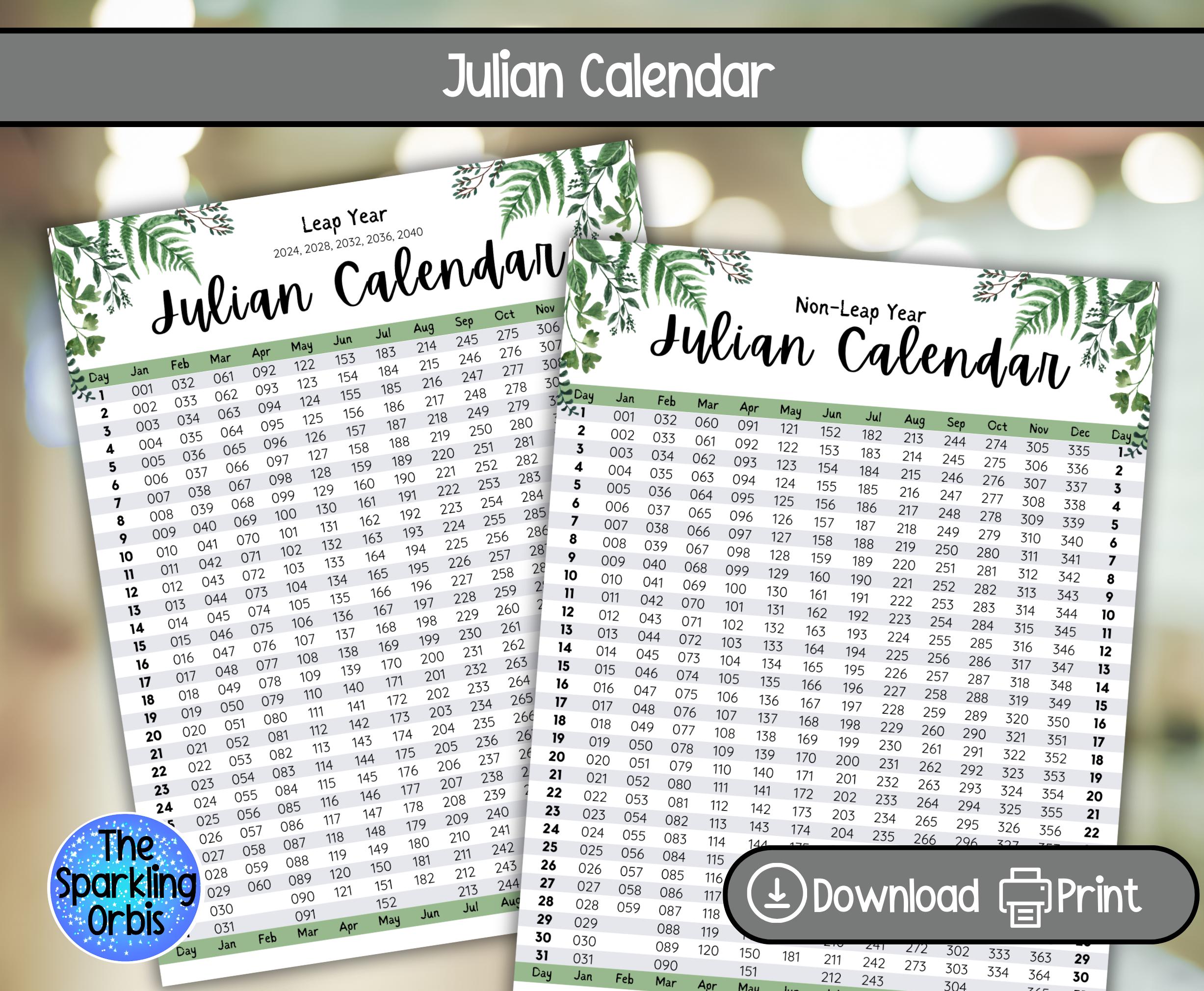Julian Calendar | Military and Government | Leaf Design | Digital ...