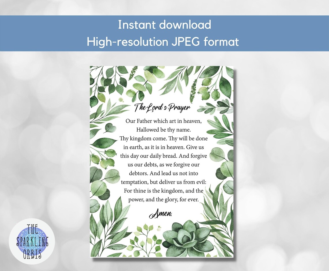 The Lord's Prayer Our Father Printable Wall Art Leaf - Etsy