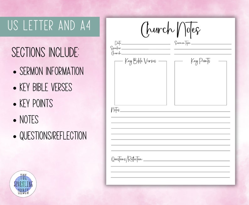 Printable Bible Study, Church Notes, and Prayer List Templates ...