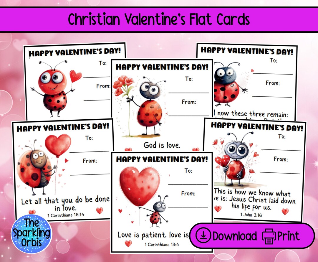 Printable Bible Verse Valentine's Cards | Christian Valentines | 3 X3 ...