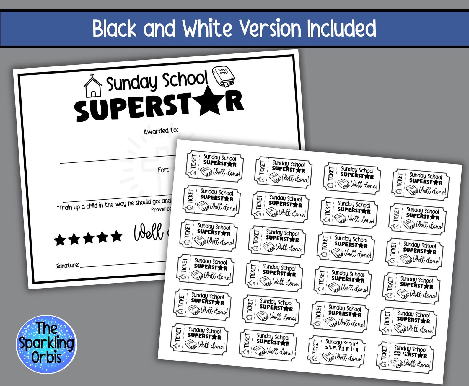 Printable Sunday School Reward Tickets and Certificate (PDF) - Etsy