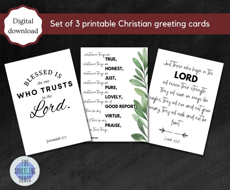 Printable Bible Verse Greetings Cards | Set of 3 | Isaiah 40 Verse 31 ...