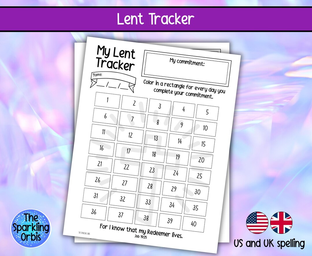 Printable Lent Tracker: 40-day Commitment Chart (PDF) - Etsy