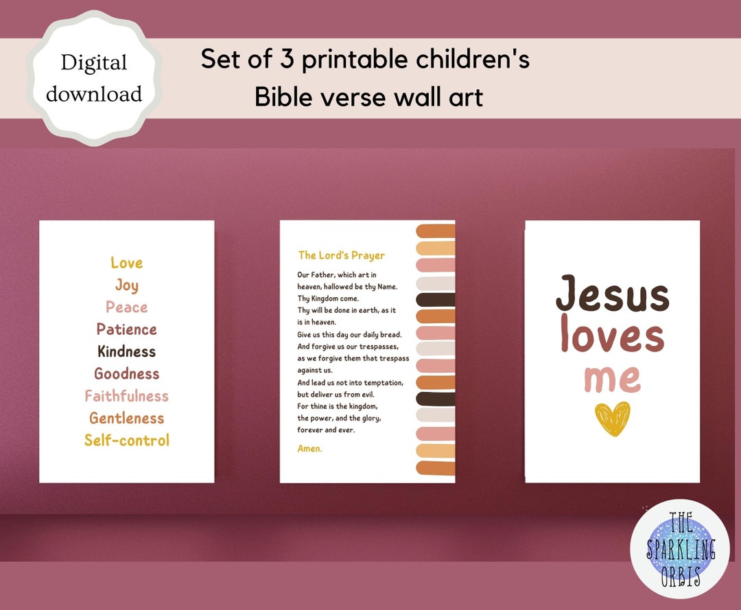 Set of 3 Printable Bible Verse Wall Art | Nursery | Child's Bedroom ...