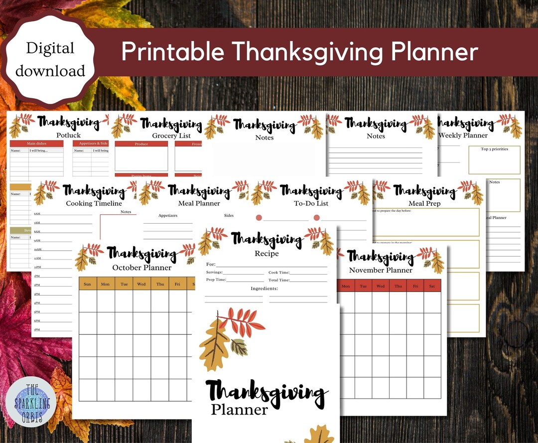 Printable Thanksgiving Planner Digital Download Thanksgiving Prep ...