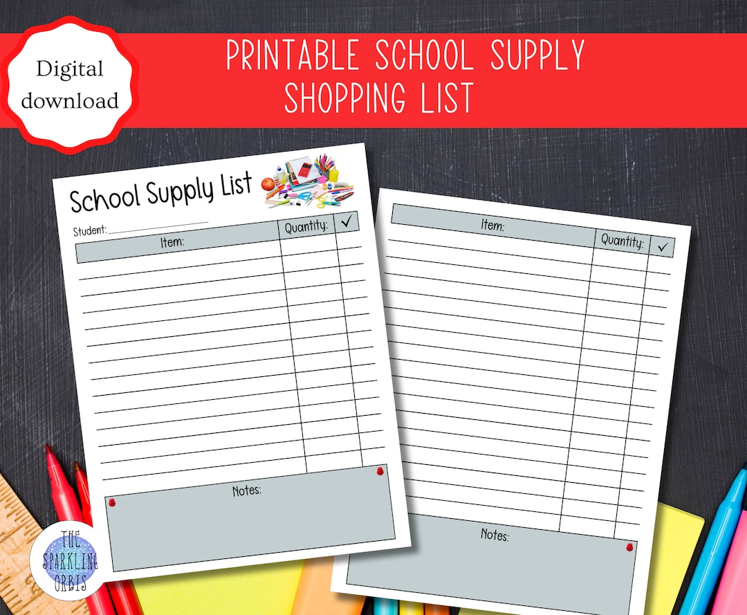 Printable School Supplies Shopping List | Back-to-school | School ...