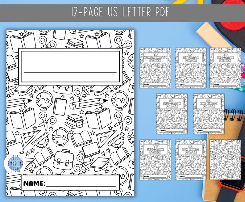 Printable Color-in Binder Cover Page and Spine | Kindergarten - 6th ...
