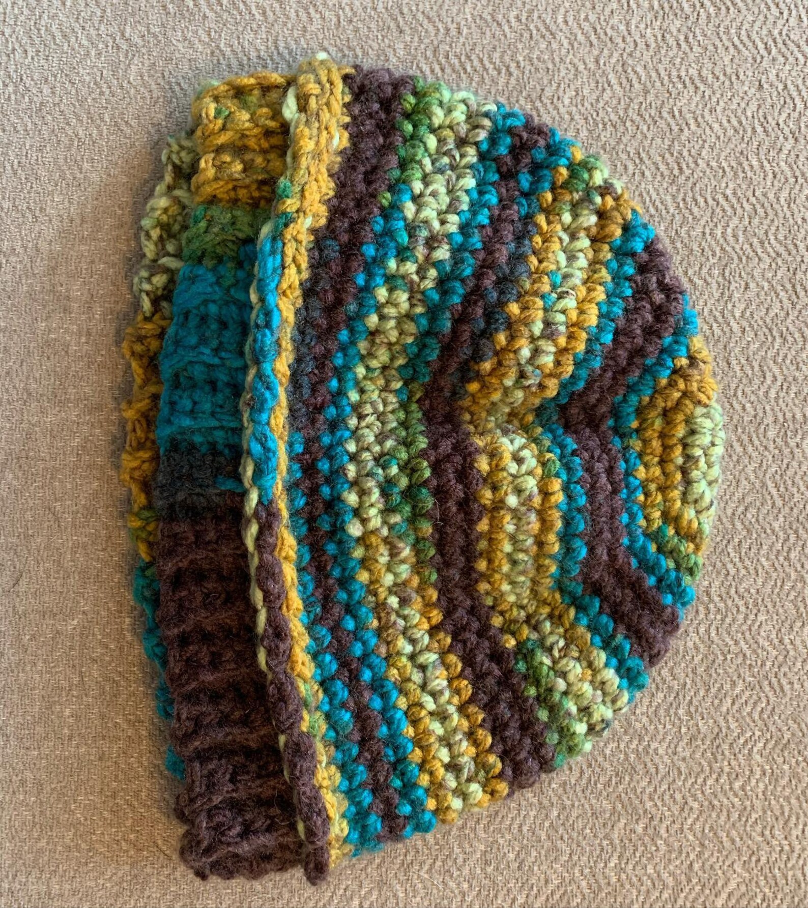 Brown Multicolor Crochet Beanie Hat - Etsy