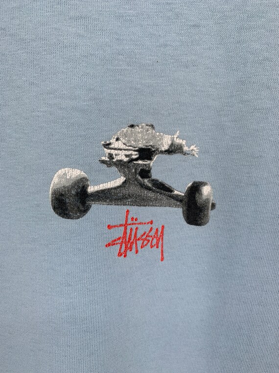 Vintage Stussy Made in USA Tee, Broken Skateboard Graphic Vintage Stussy Made in USA Tee, Broken Skateboard Graphic