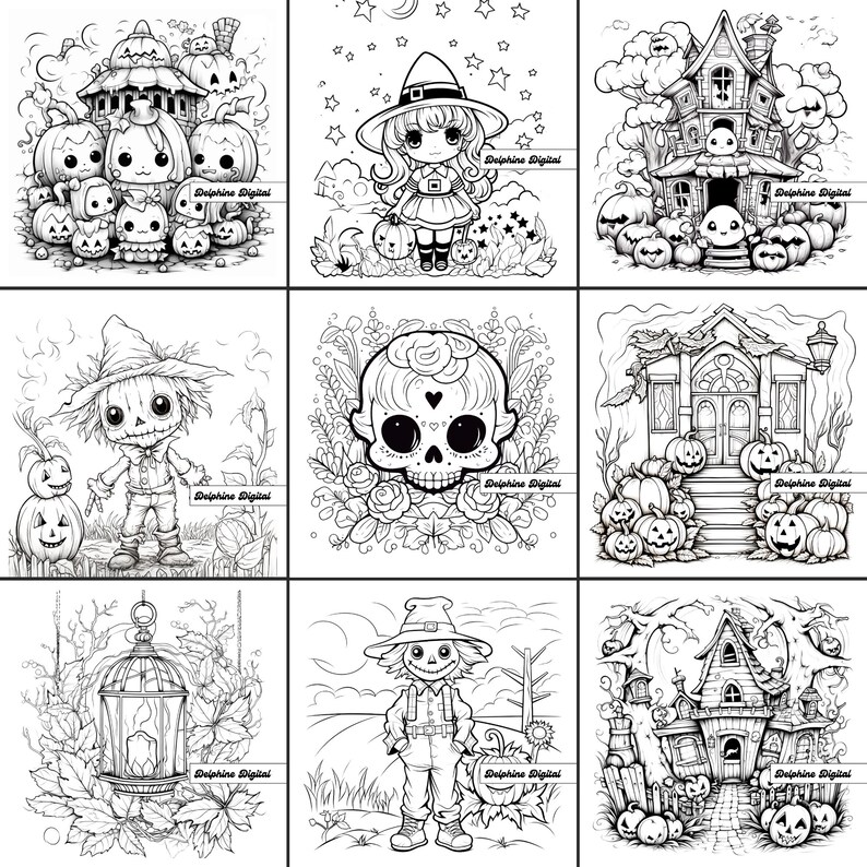 Instant Download: 20 Printable Halloween Colouring Pages Spooky Kids ...