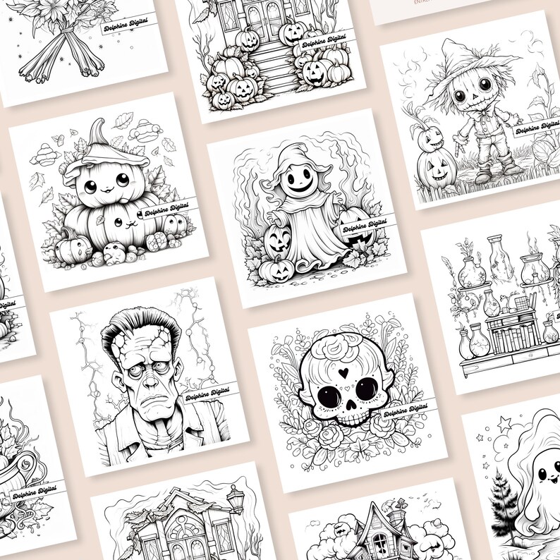 Instant Download: 20 Printable Halloween Colouring Pages Spooky Kids ...