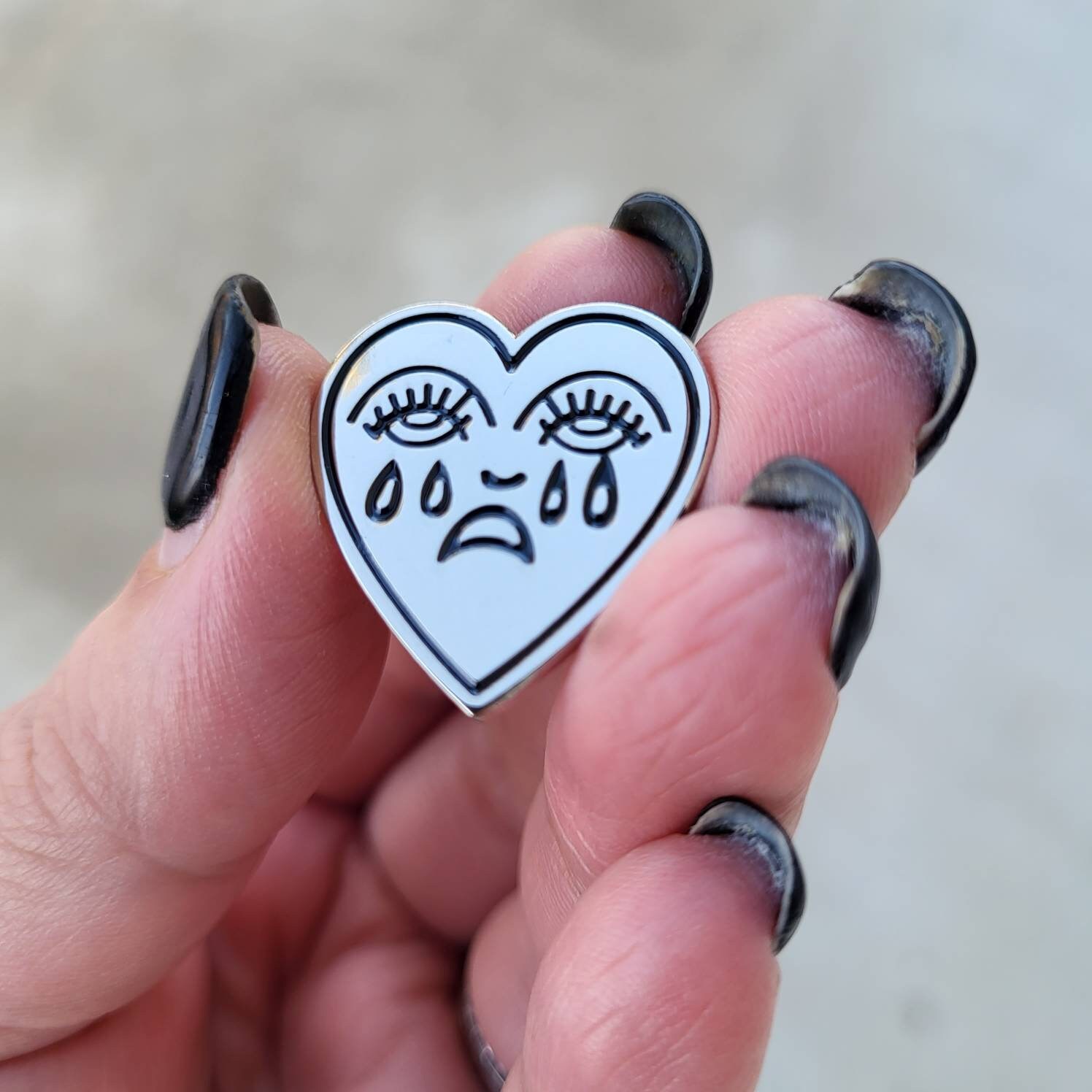 Smile Now Cry Later Sad Girl Silver Heart Shine Tear Drops - Etsy