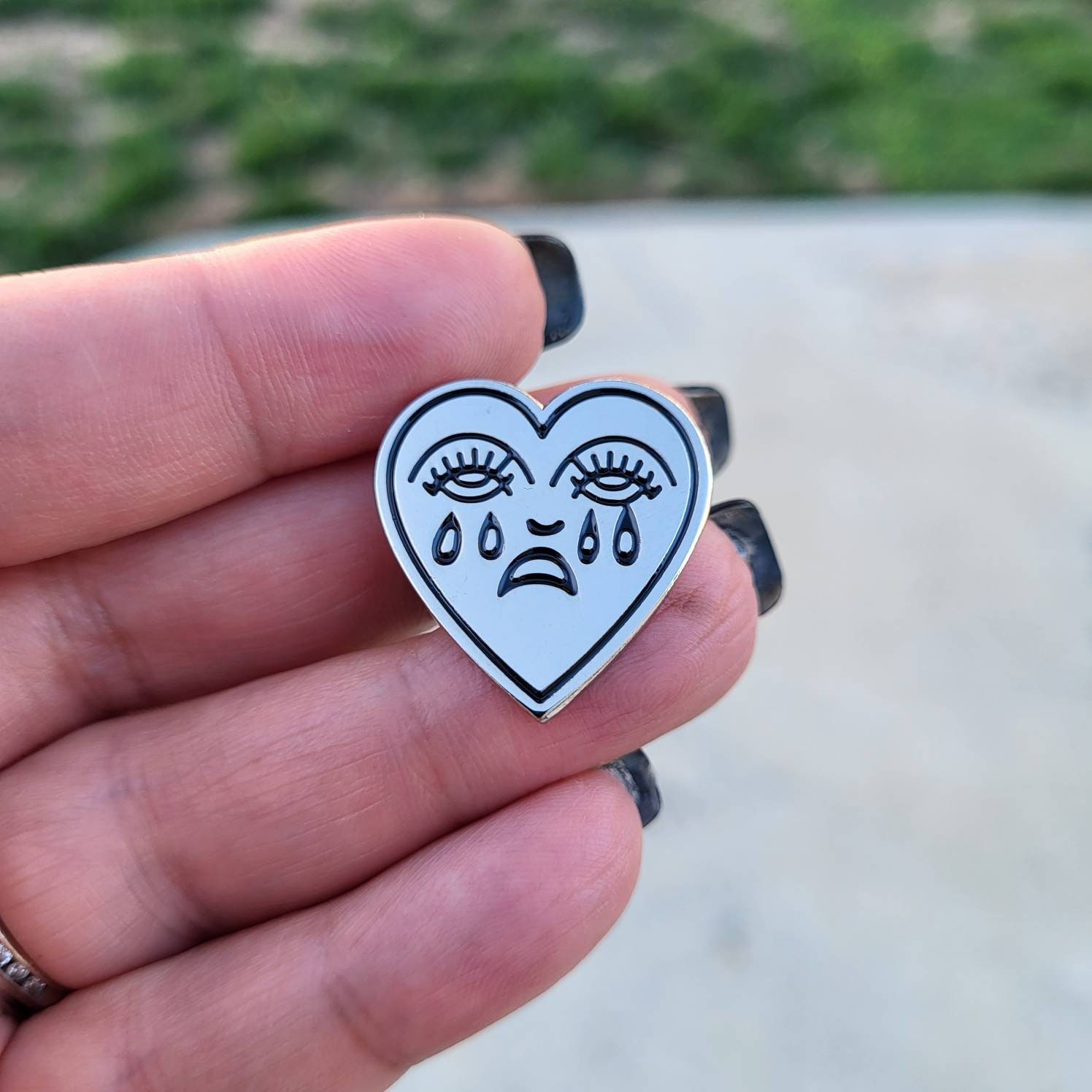 Smile Now Cry Later Sad Girl Silver Heart Shine Tear Drops - Etsy