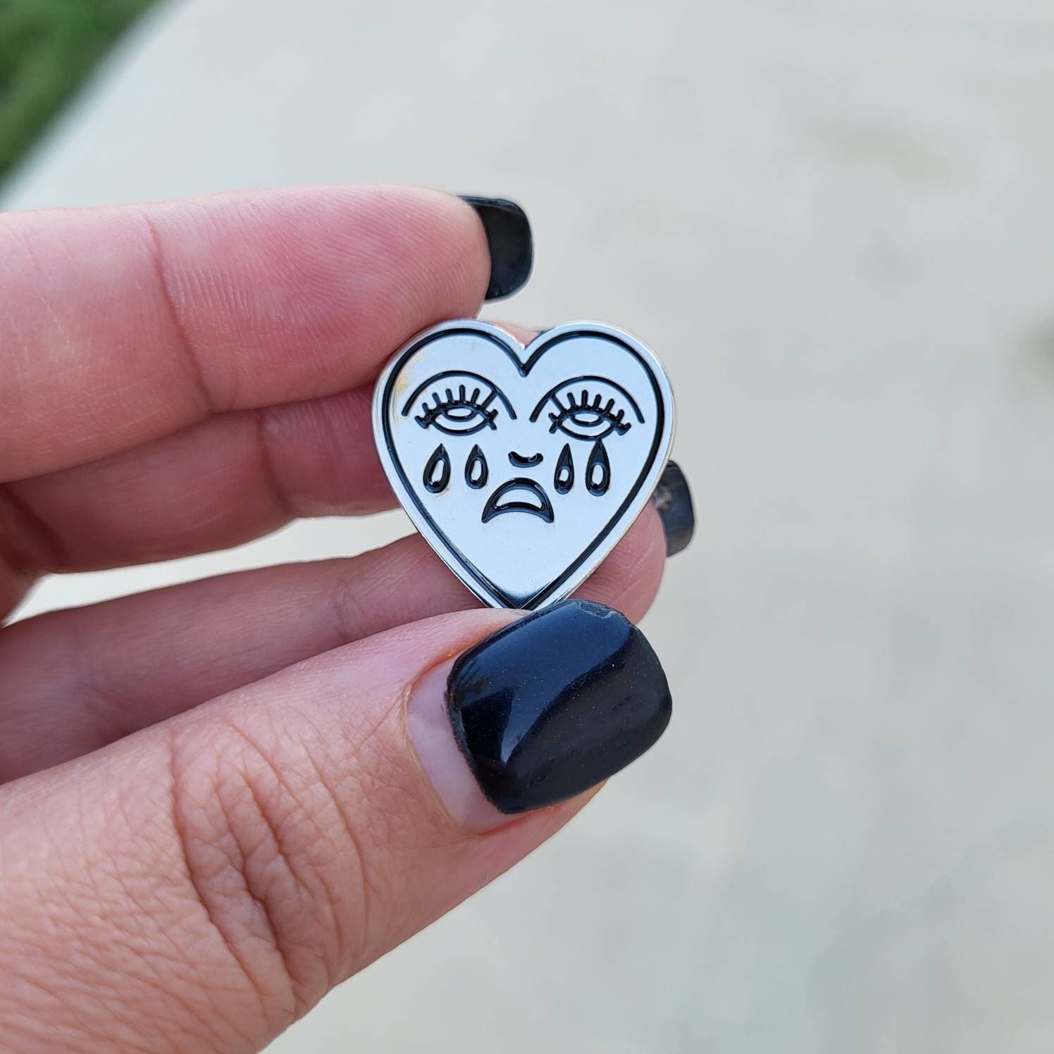 Smile Now Cry Later Sad Girl Silver Heart Shine Tear Drops - Etsy