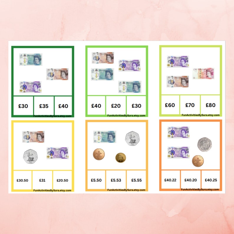 British Money Clip Cards Activity, Learn UK Money Clip Cards, Learn ...